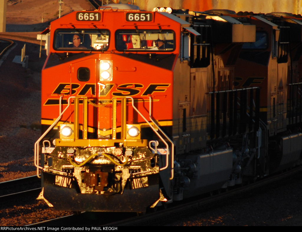 The Halloween California Sunset Lights Up the Brand New BNSF Swoosh Logo and the crew as she ...